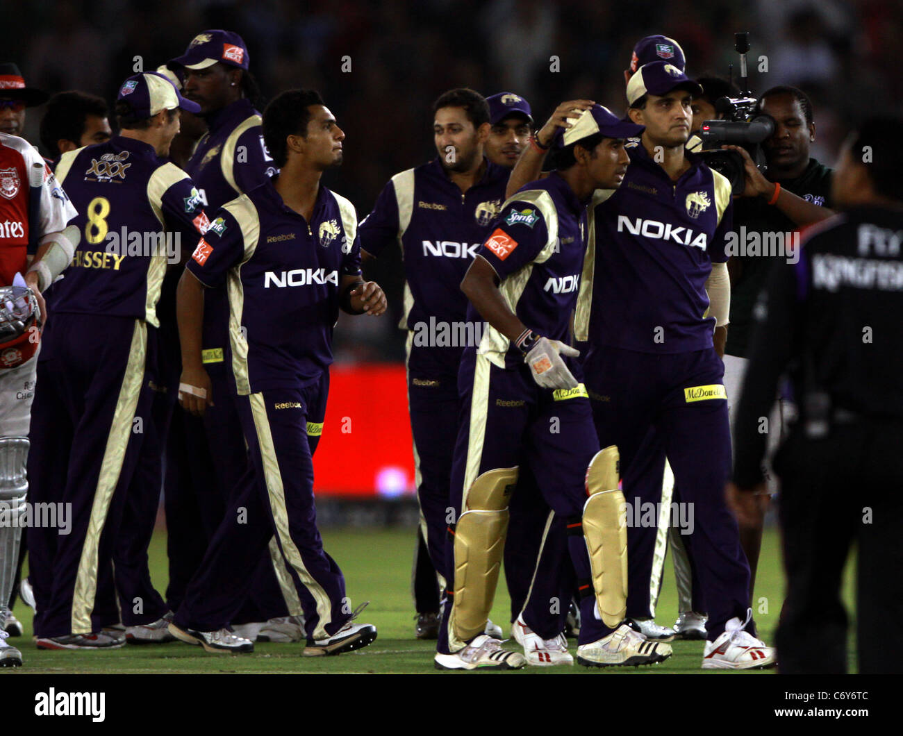 Kolkata Knight Riders players celebrates after winning the match during ...