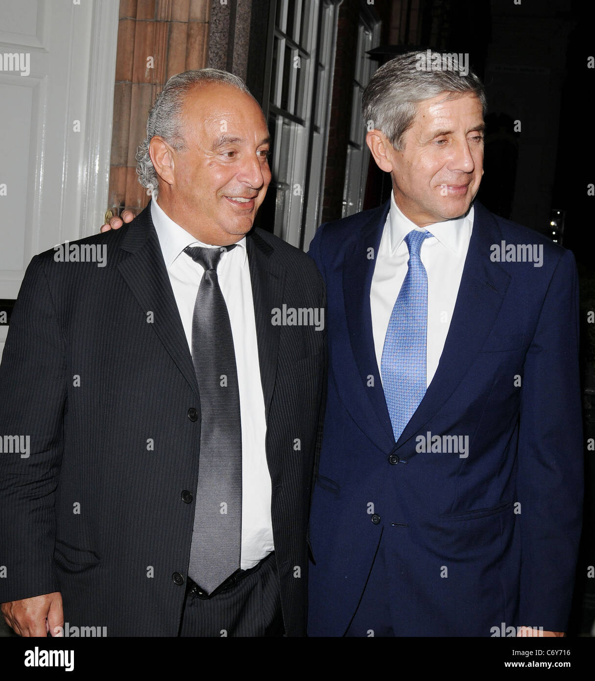 Sir Stuart Rose and Sir Philip Green leaving Scott's Restaurant in ...