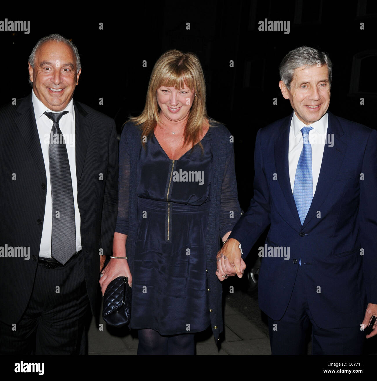 Sir Stuart Rose and Sir Philip Green leaving Scott's Restaurant in ...