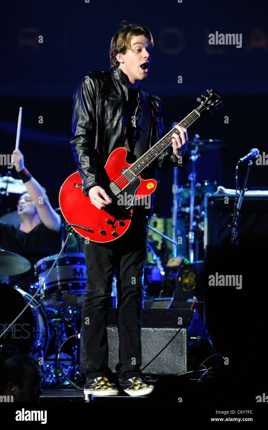 Shimon Moore of band 'Sick Puppies' performing live on stage at the Air ...