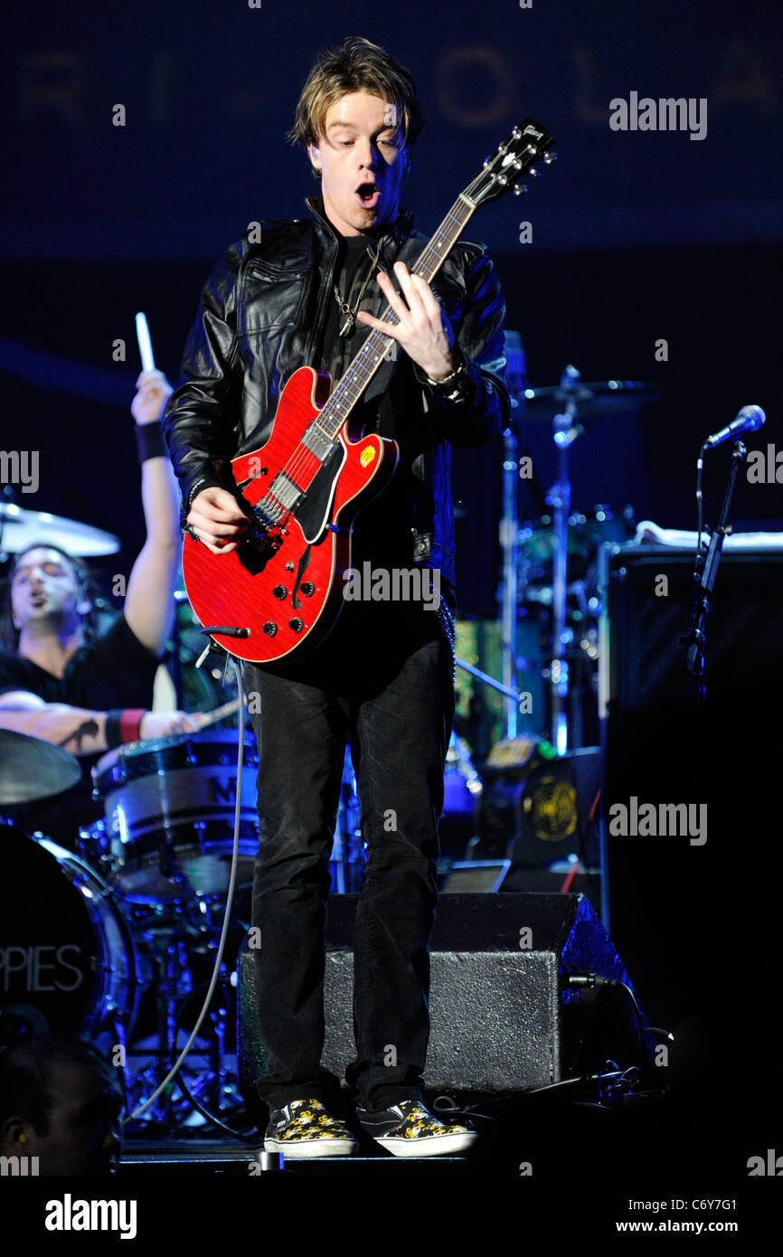 Shimon Moore of band 'Sick Puppies' performing live on stage at the Air ...