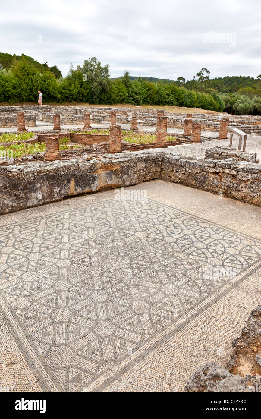 Peristyle and Mosaic in the House of the Swastika Villa in Conimbriga ...