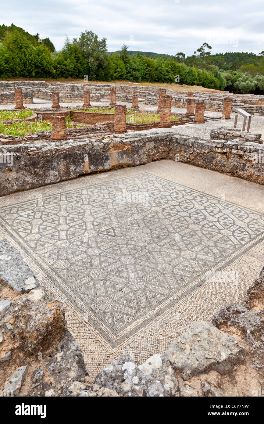 Peristyle and Mosaic in the House of the Swastika Villa in Conimbriga ...