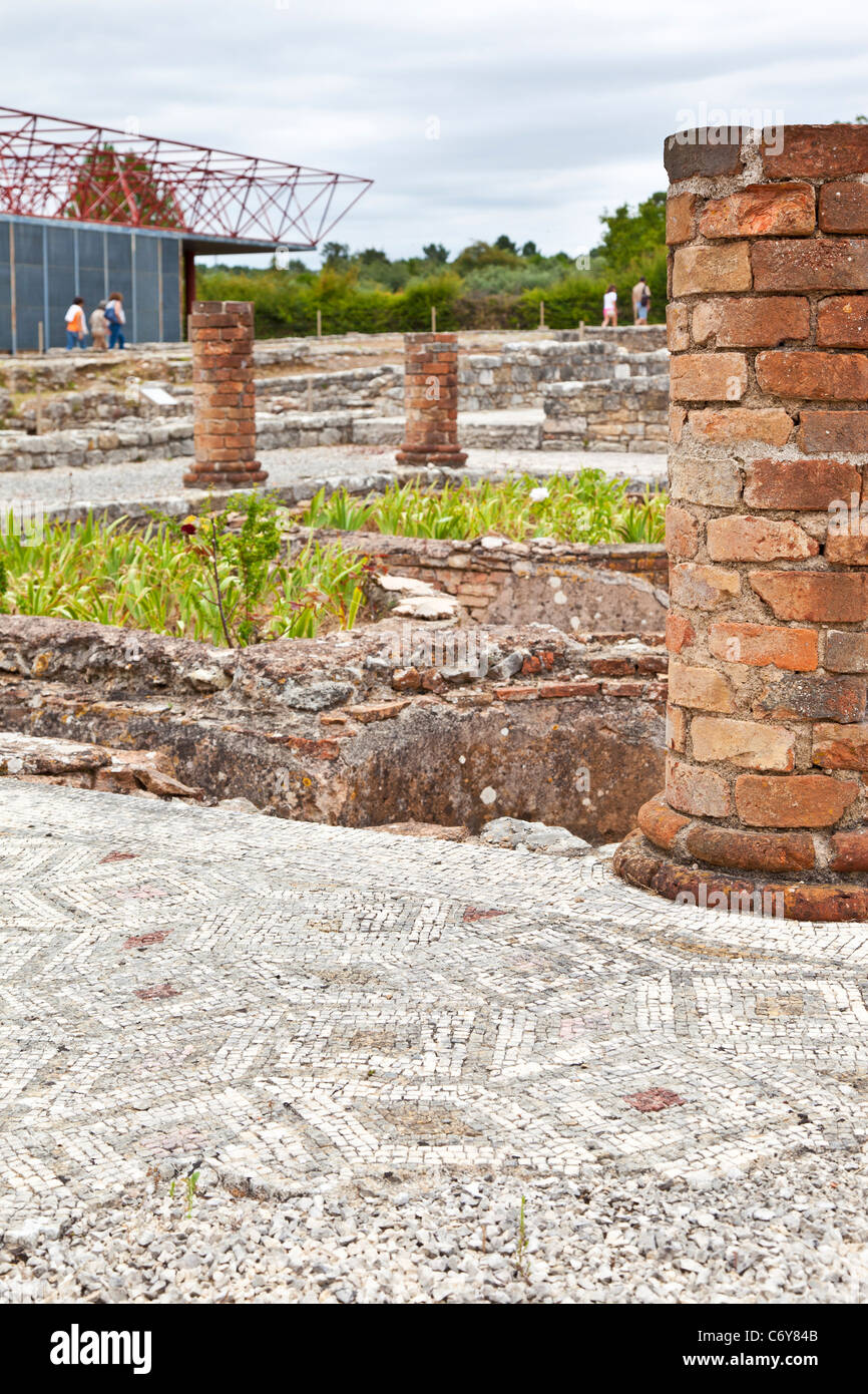Peristyle brick columns in the House of the Swastika Villa in ...