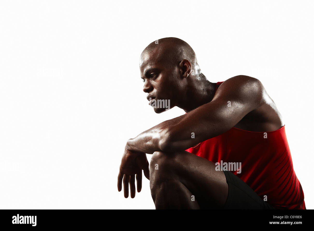 Track athlete thinking hi-res stock photography and images - Alamy