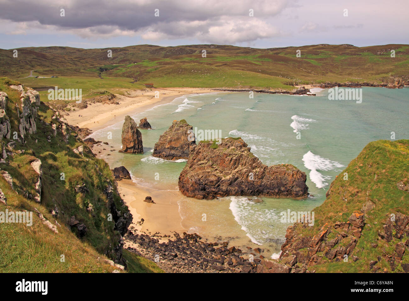 UK Scotland Outer Hebrides Isle of Lewis Tolsta Beach east coast of ...
