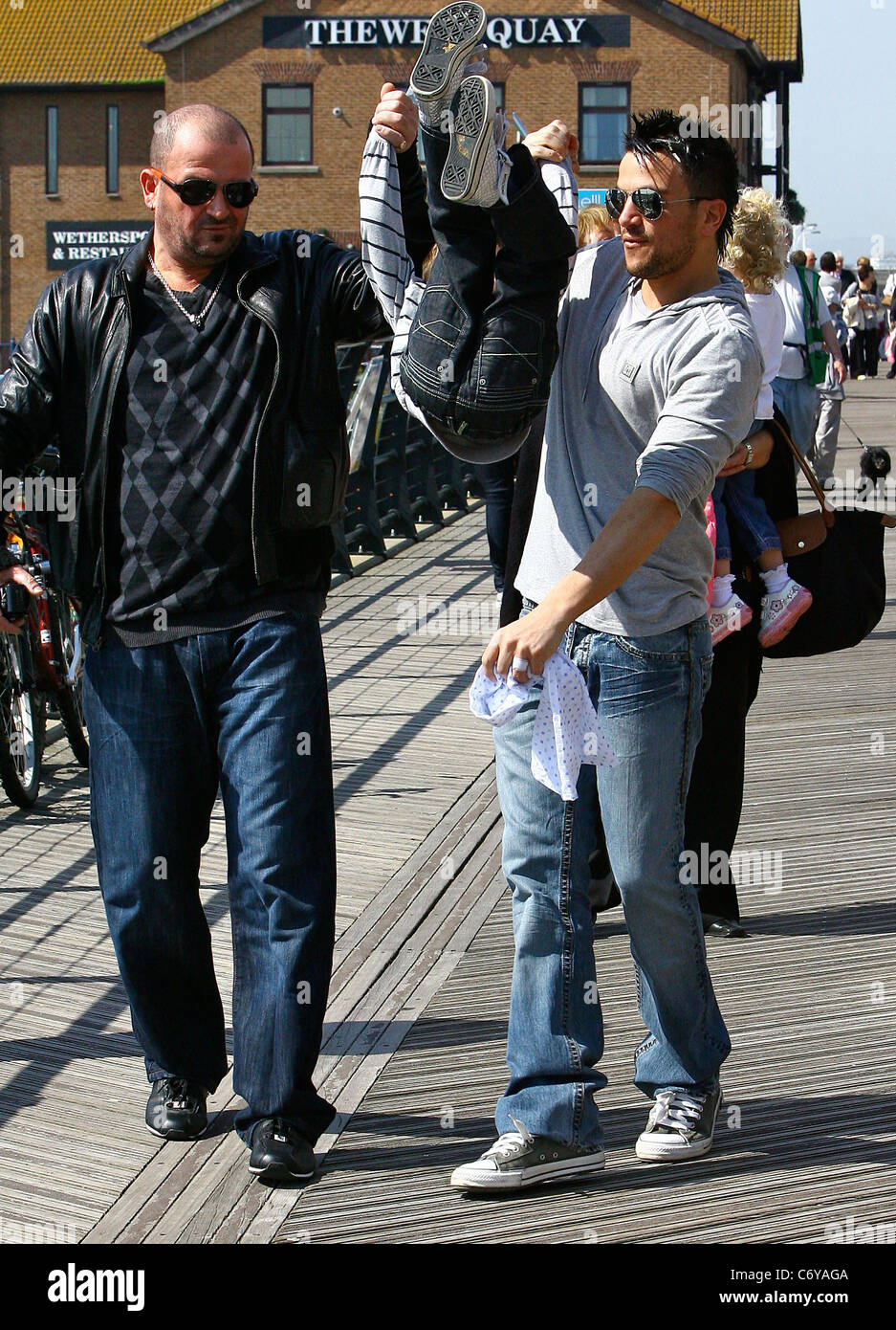 Peter Andre with his brother Chris Andre and son Junior Andre on their ...