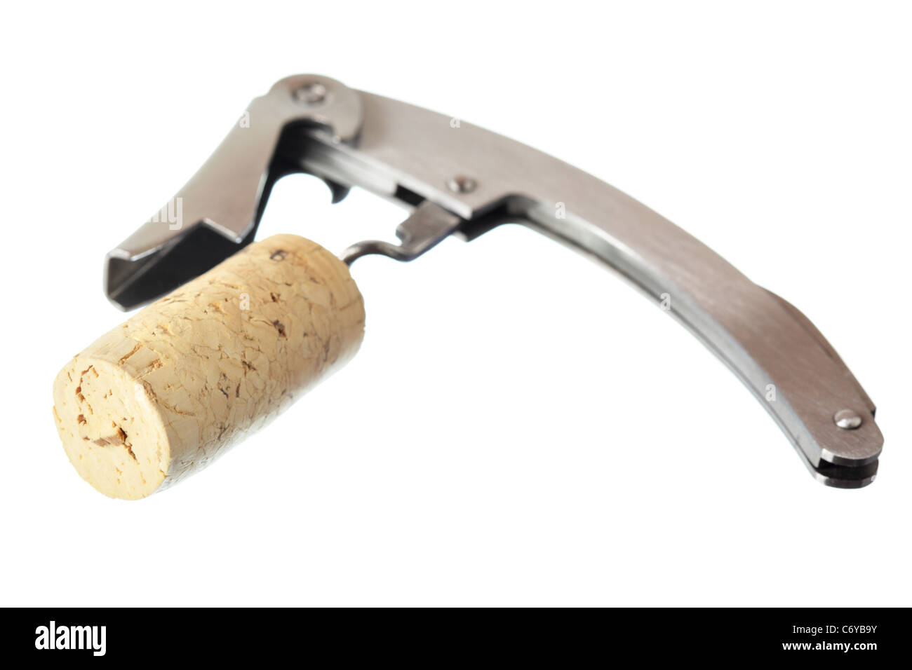 Corkscrew with cork isolated over the white background Stock Photo - Alamy