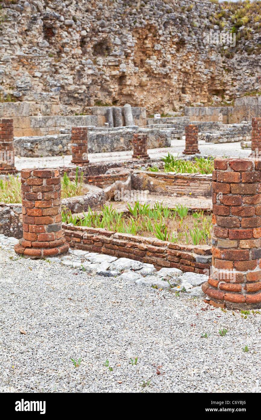 Peristyle brick columns in the House of the Swastika Villa in ...