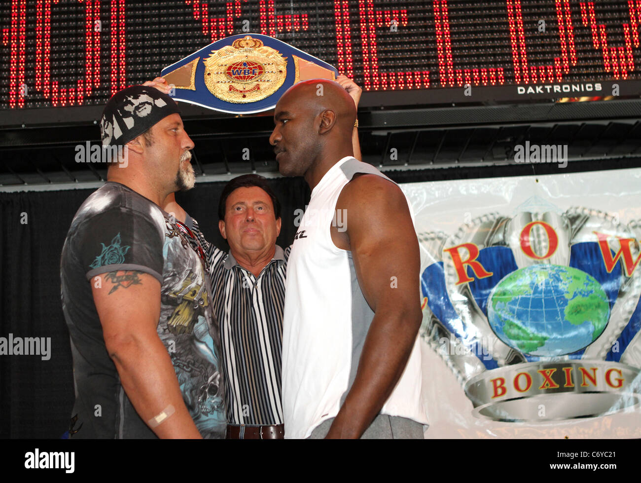 Francois Botha and Evander Holyfield during the official weigh-in at ...