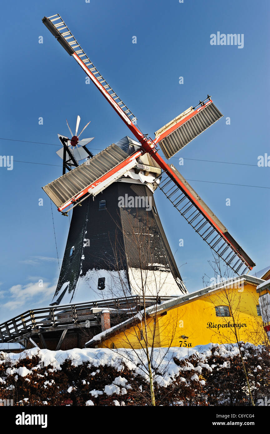 wind mill winter snow Stock Photo - Alamy