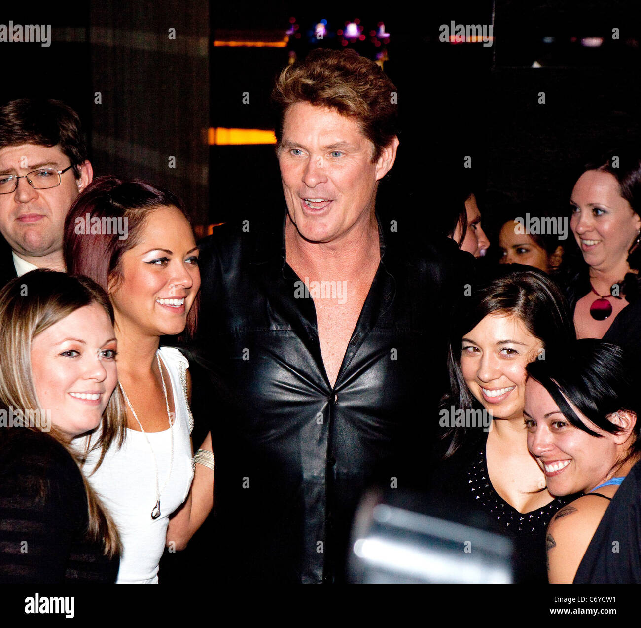 David Hasselhoff poses for pictures with fans inside the Planet ...