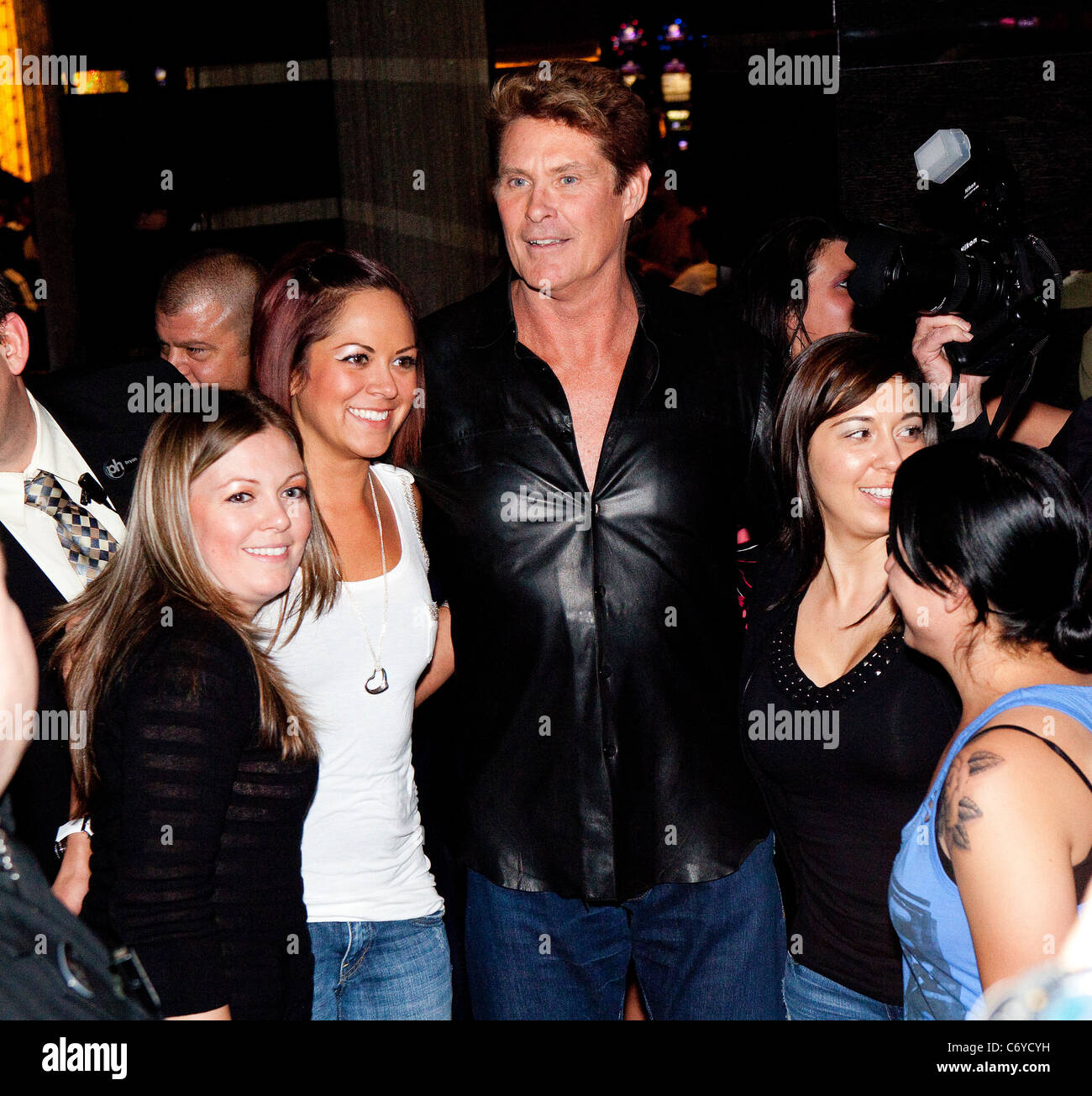 David Hasselhoff poses for pictures with fans inside the Planet ...