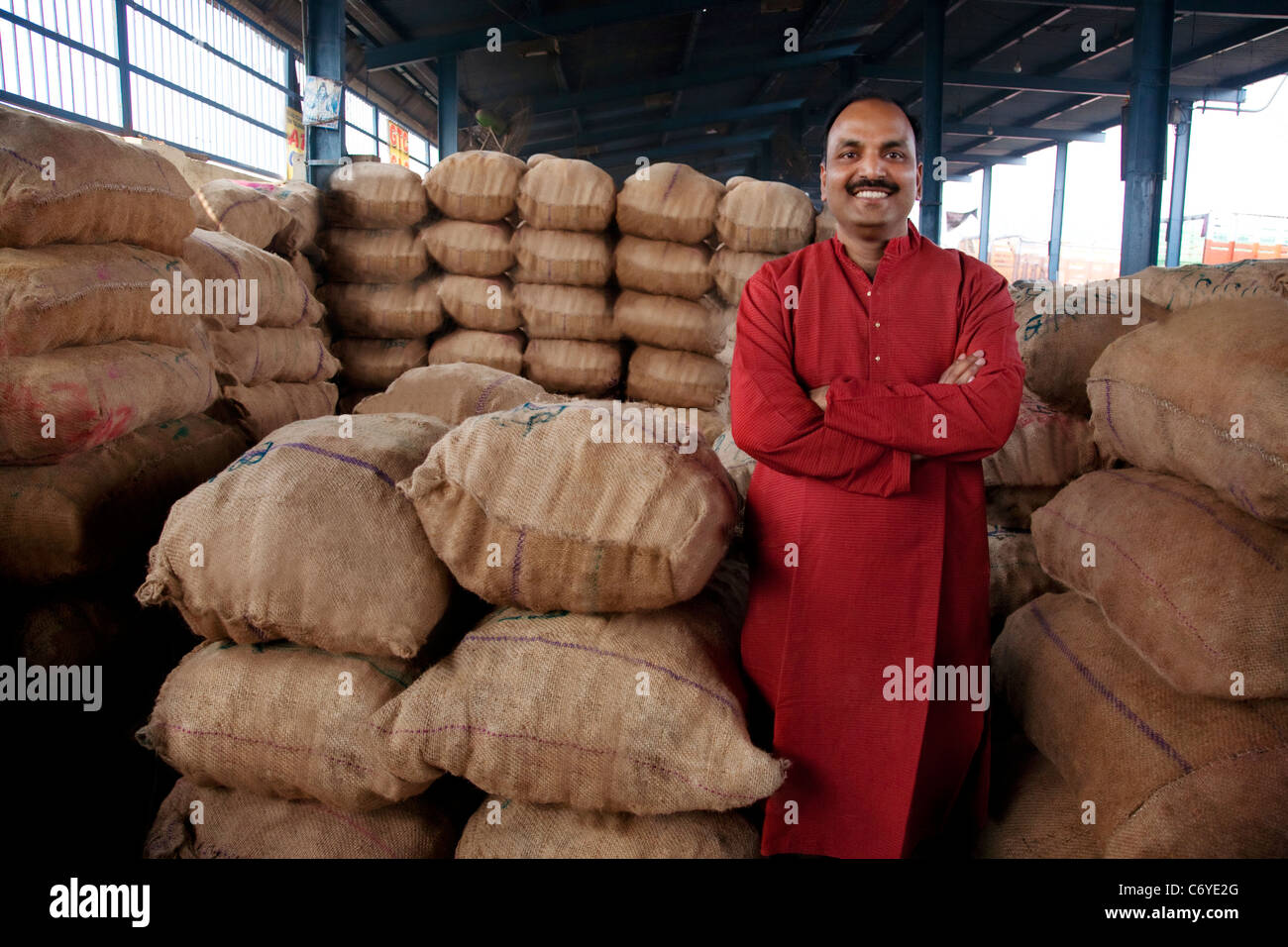 Portrait of a food merchant Stock Photo - Alamy
