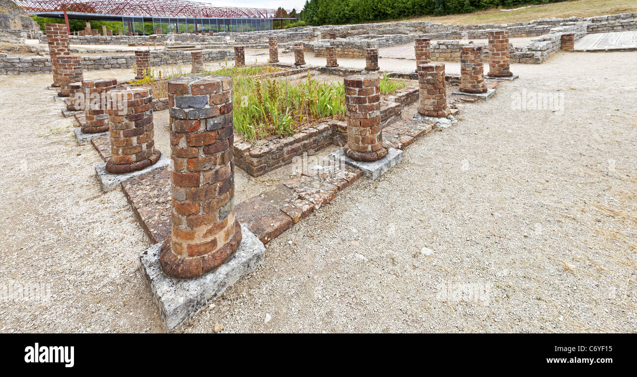 Peristyle with brick columns in the House of the Skeletons Villa in ...