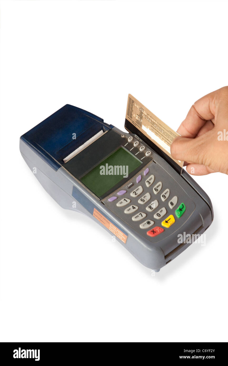 Hand swiping credit card Stock Photo - Alamy