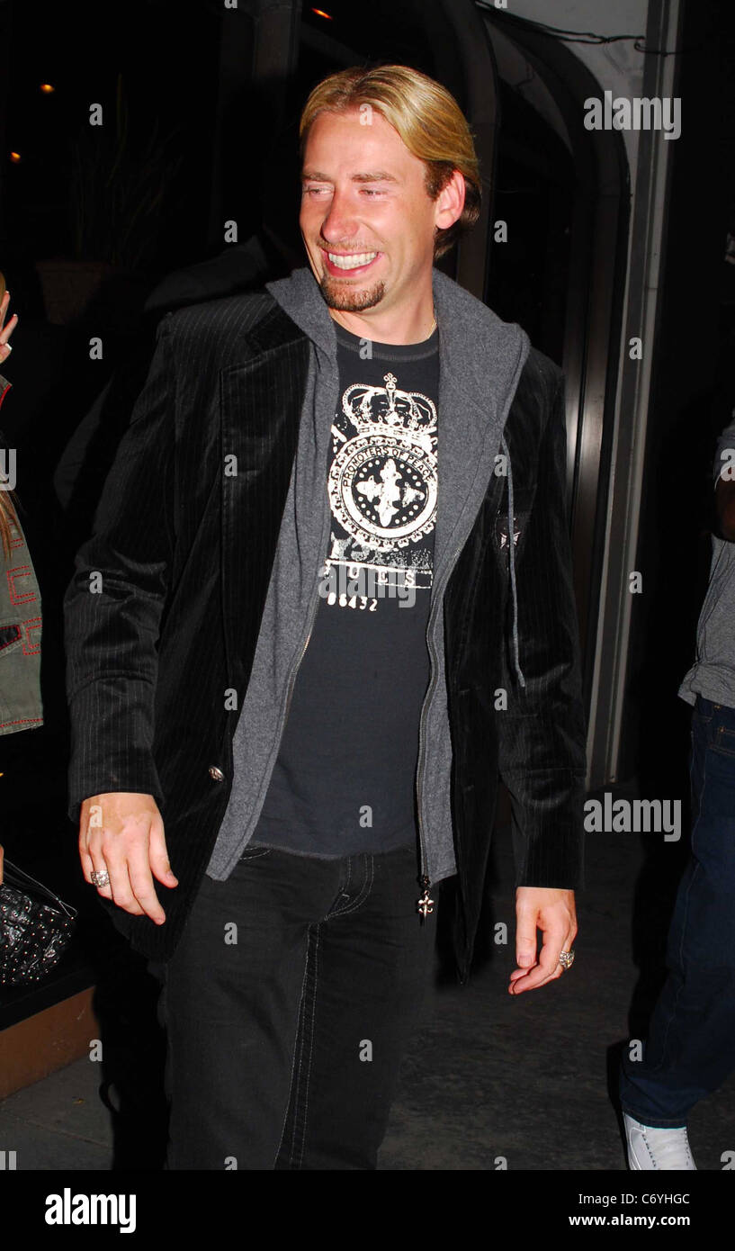 Chad Kroeger of Nickelback leaving Madeo Restaurant on Beverly Drive ...