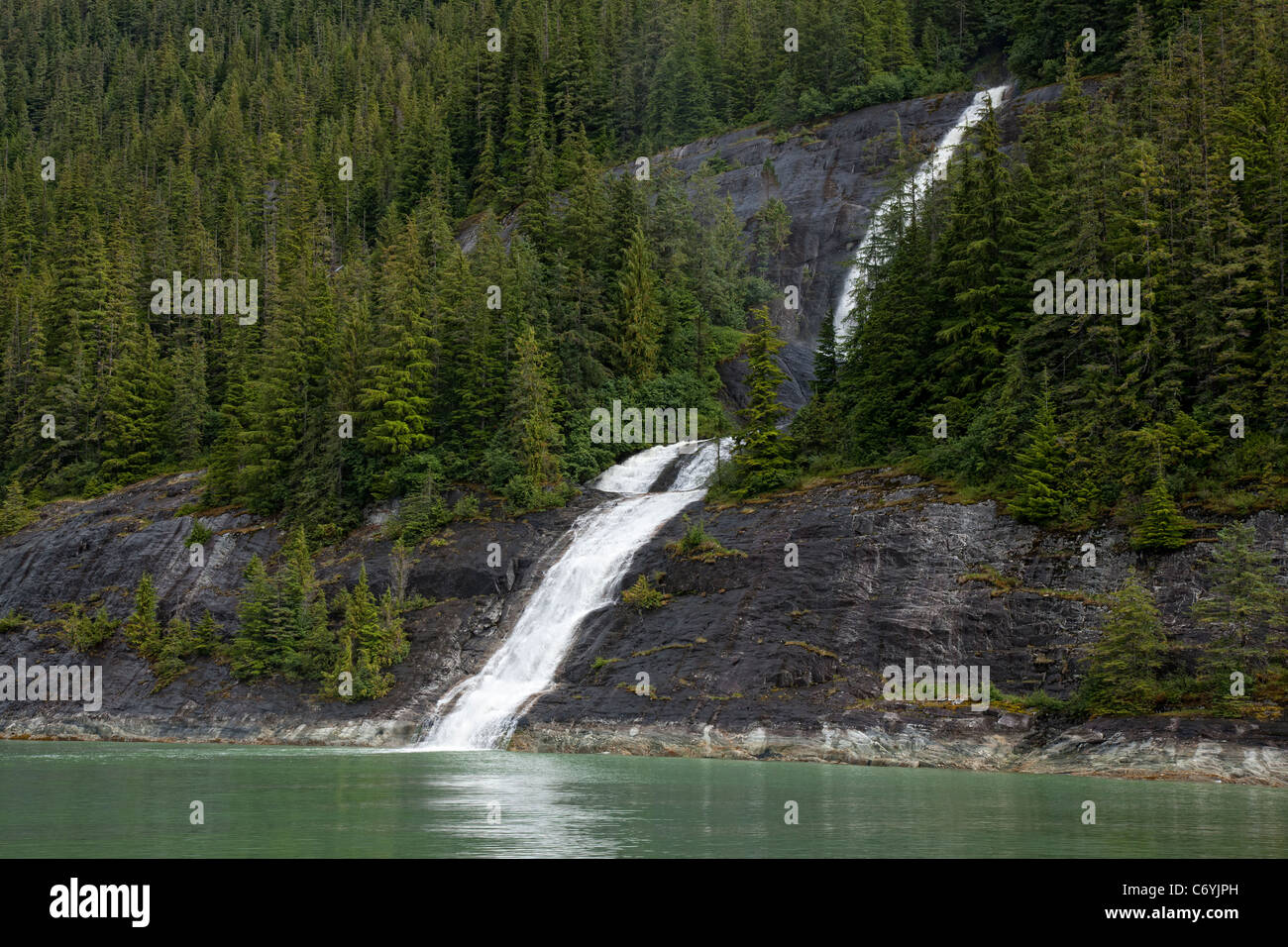 A Ribbon Waterfall in Endicott Arm, Frederick Sound, Alaska Stock Photo ...