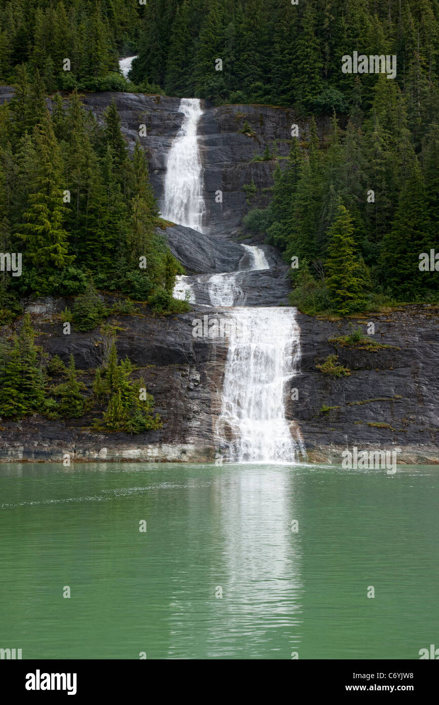 A Ribbon Waterfall in Endicott Arm, Frederick Sound, Alaska Stock Photo ...