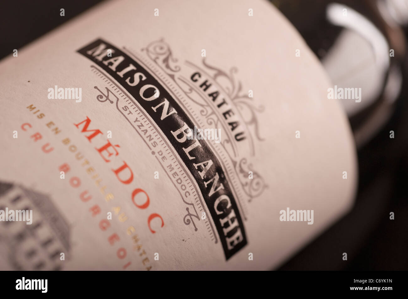 Chateau Maison Blanche Medoc wine label closeup Stock Photo - Alamy