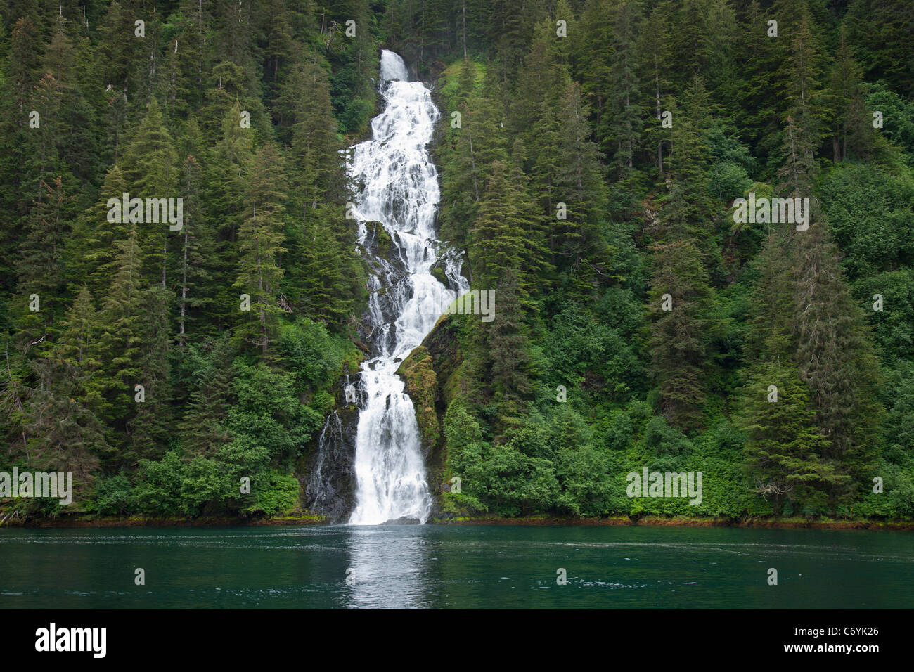 A Ribbon Waterfall in Endicott Arm, Frederick Sound, Alaska Stock Photo ...