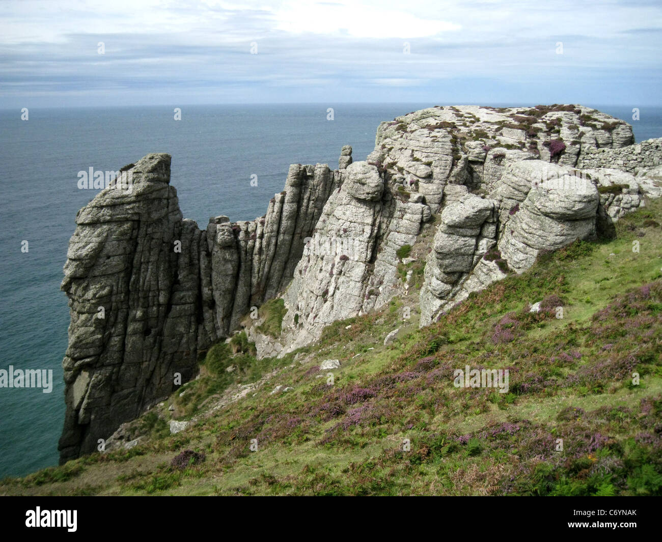 LUNDY ISLAND Granite rock formations on the west coast of the island ...
