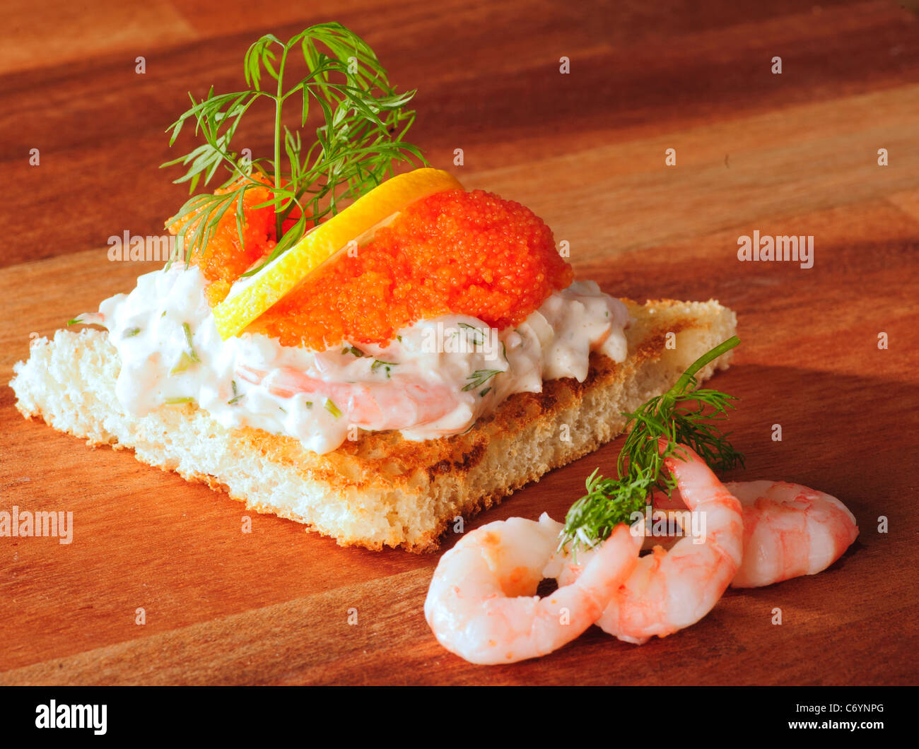 Toast Skagen - Swedish delicacy sandwich Stock Photo - Alamy