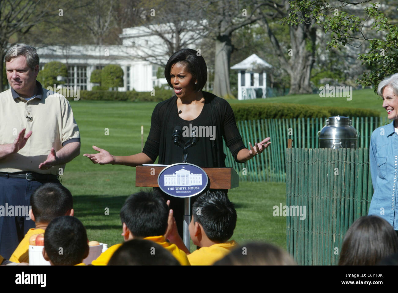 Michelle Obama, Secretary of Agriculture Tom Vilsack and Secretary of ...