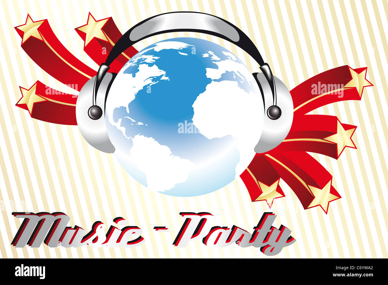 Music-Party Poster with fancy design elements Stock Photo - Alamy