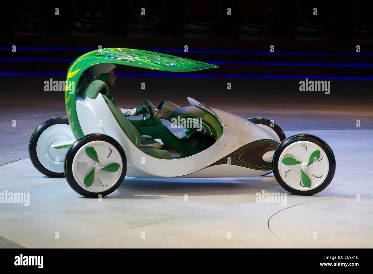 The debut of the solar-power concept car named Leaf developed by SAIC ...