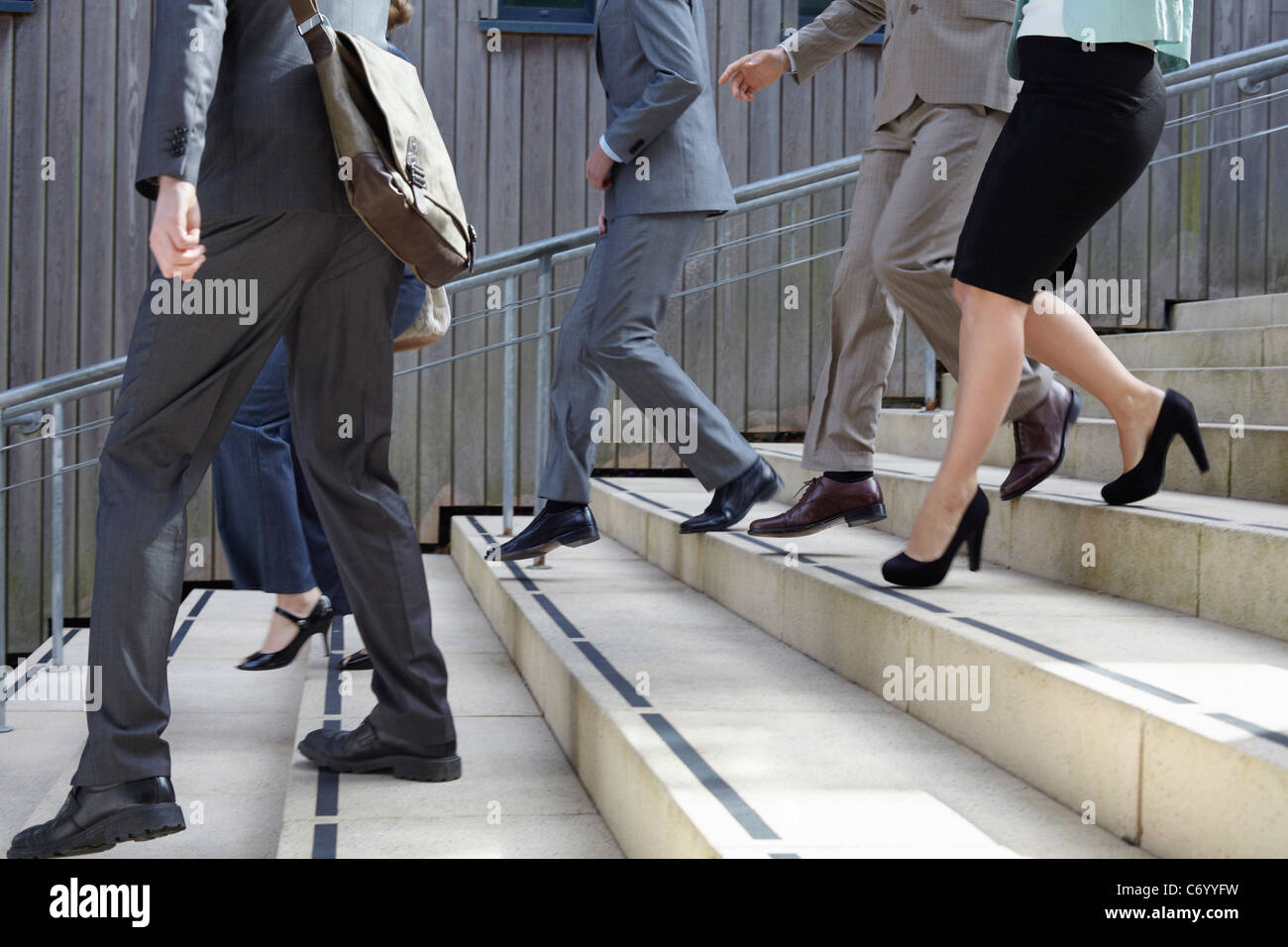 Group people walking down steps hi-res stock photography and images - Alamy