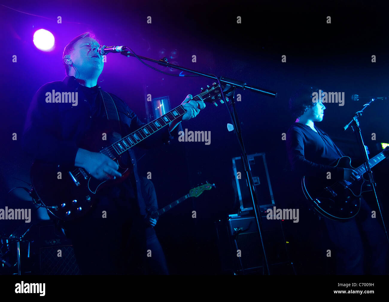 Bernard Sumner and Jake Evans of Bad Lieutenant performing at Liverpool ...