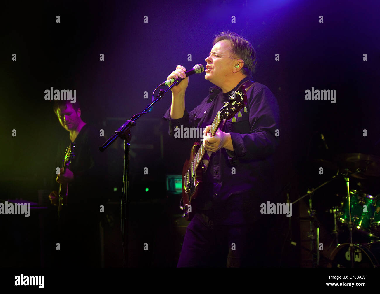 Bernard Sumner and Jake Evans of Bad Lieutenant performing at Liverpool ...