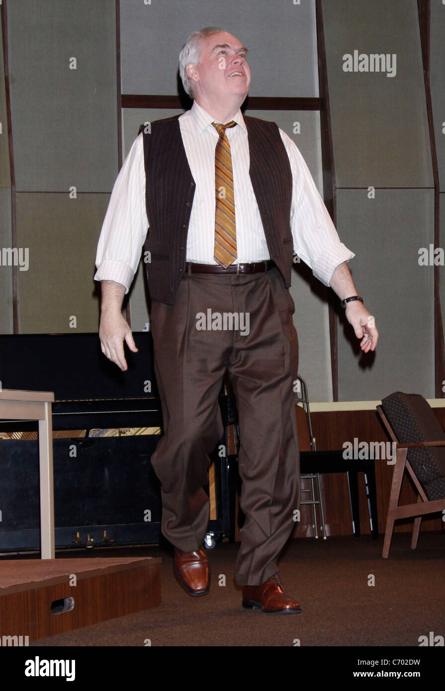 Michael Mulheren on stage during the opening night curtain call for ...