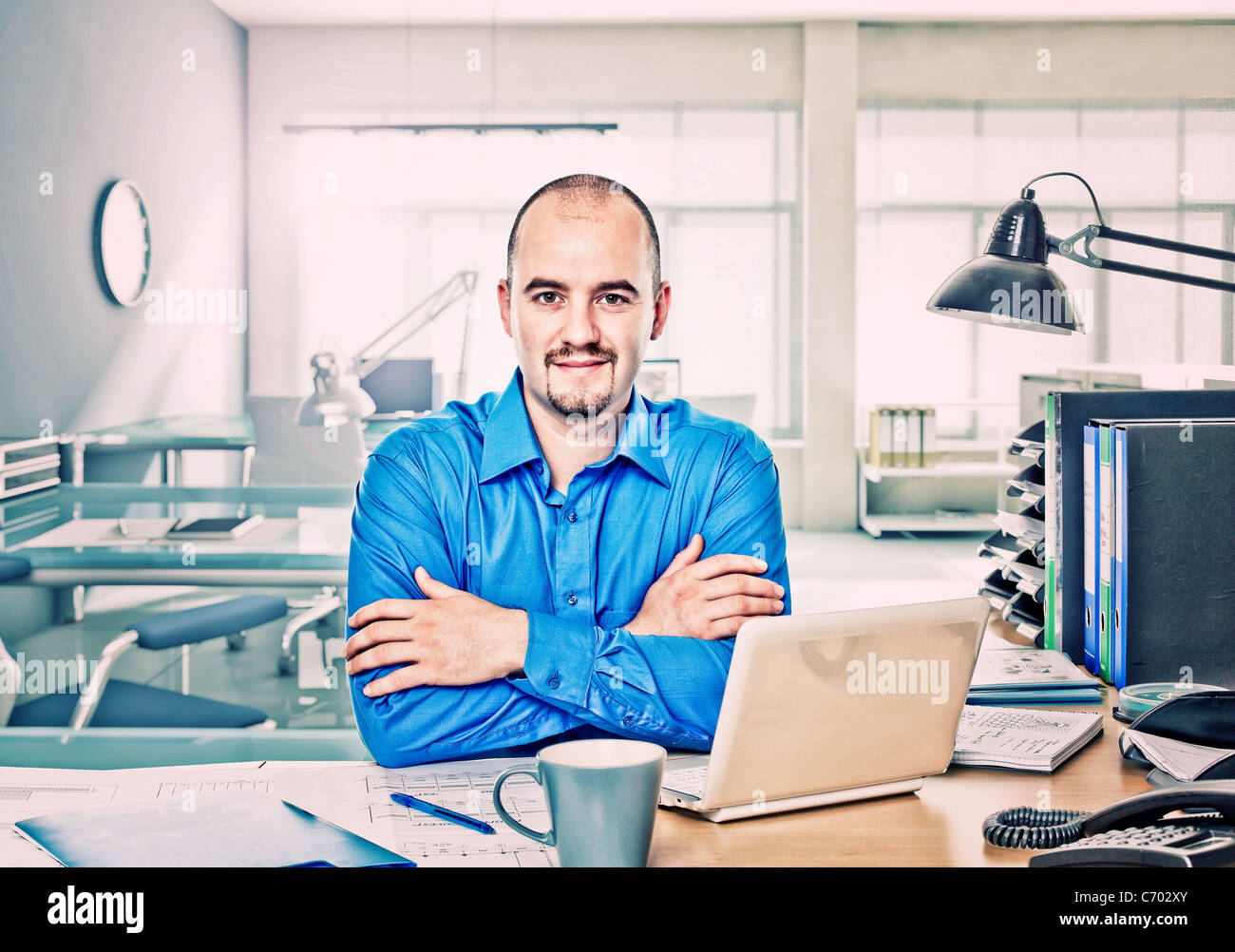 young white collar worker in office Stock Photo - Alamy
