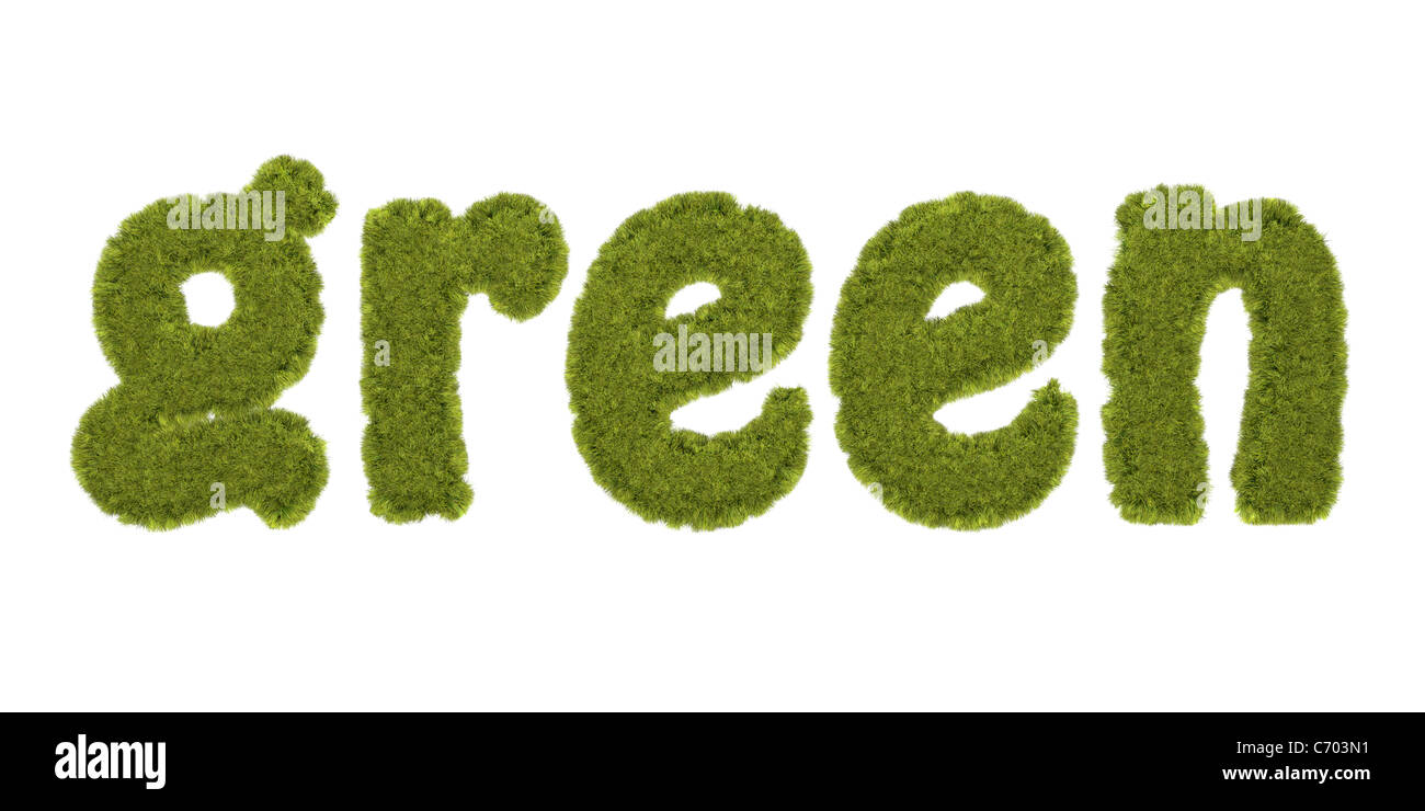 illustration of grassy word green, isolated on white background Stock ...