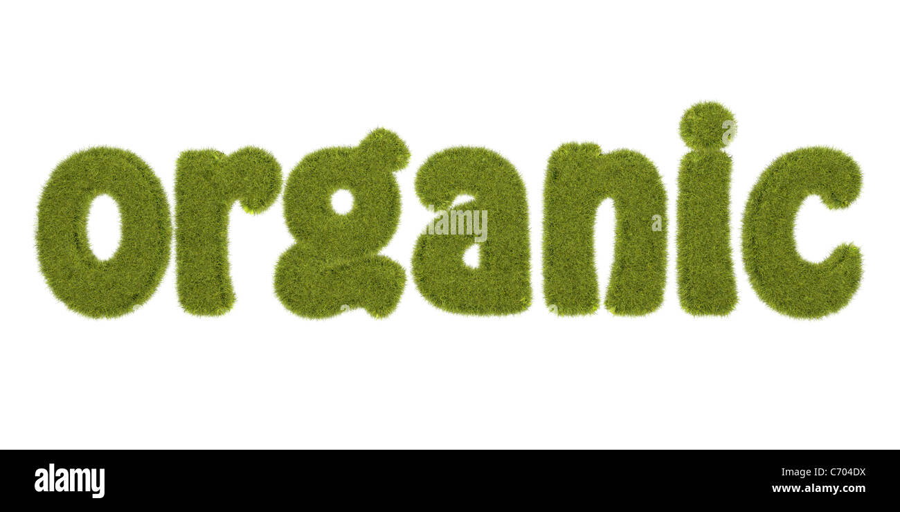 illustration of grassy word organic, isolated on white background Stock ...