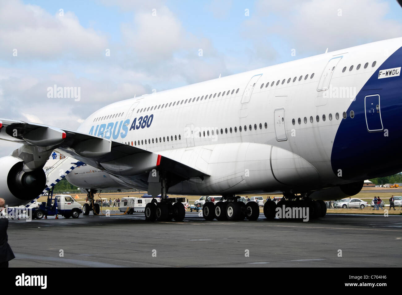 The Airbus A380, the world’s largest passenger airliner, was displayed ...