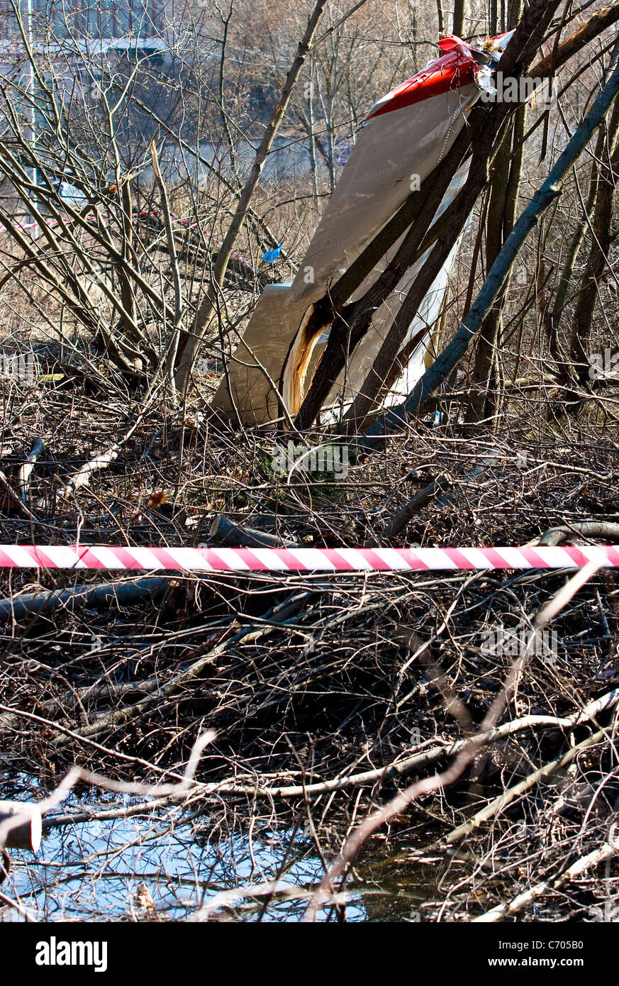 Plane crash site at Severny military airport and fragments of the ...