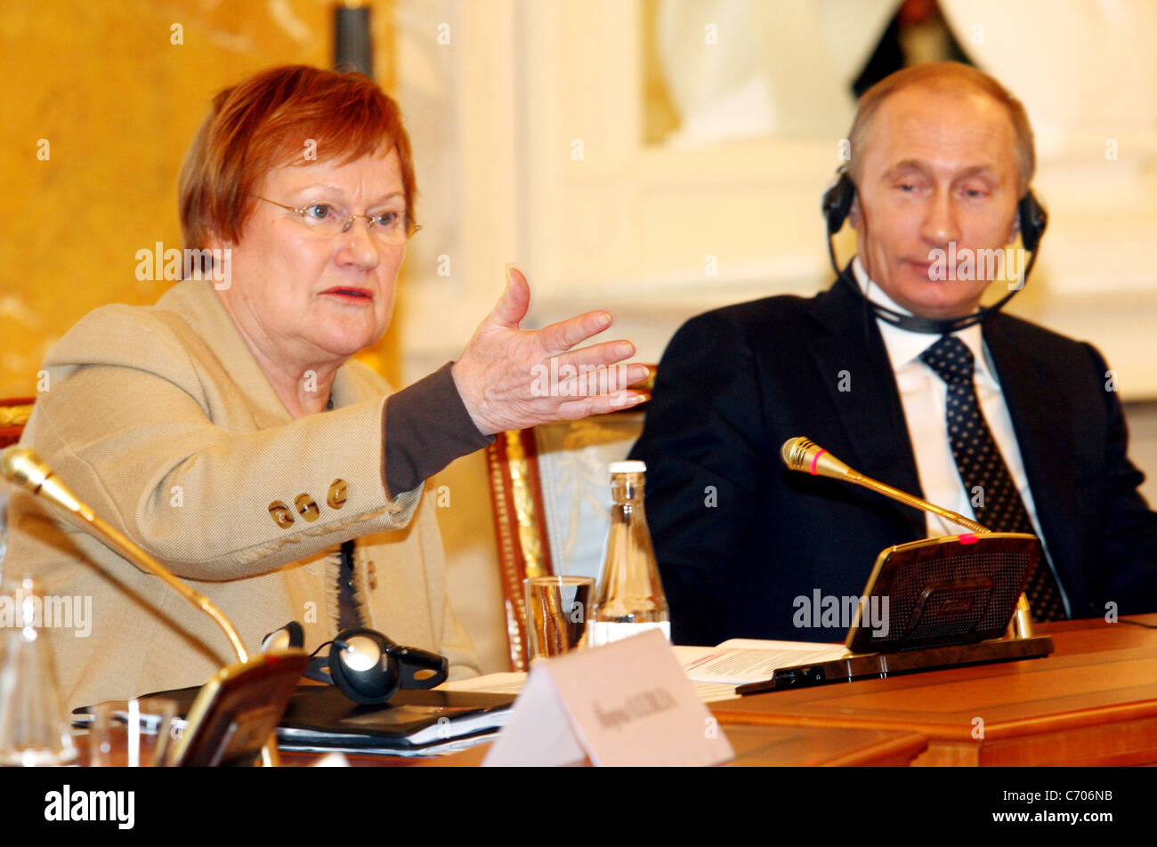 President of Finland Tarja Halonen and Prime Minister Vladimir Putin ...