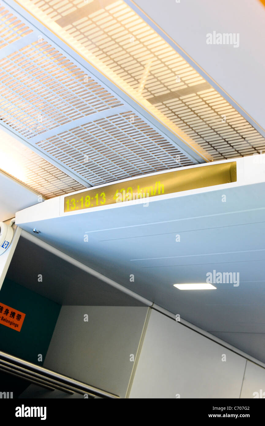 The Maglev high speed train speed indicator, Shanghai Stock Photo - Alamy