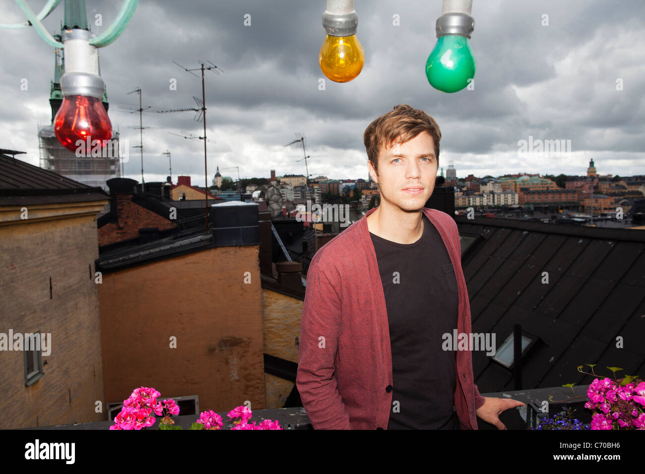 Balcony overlooking city Stock Photo - Alamy