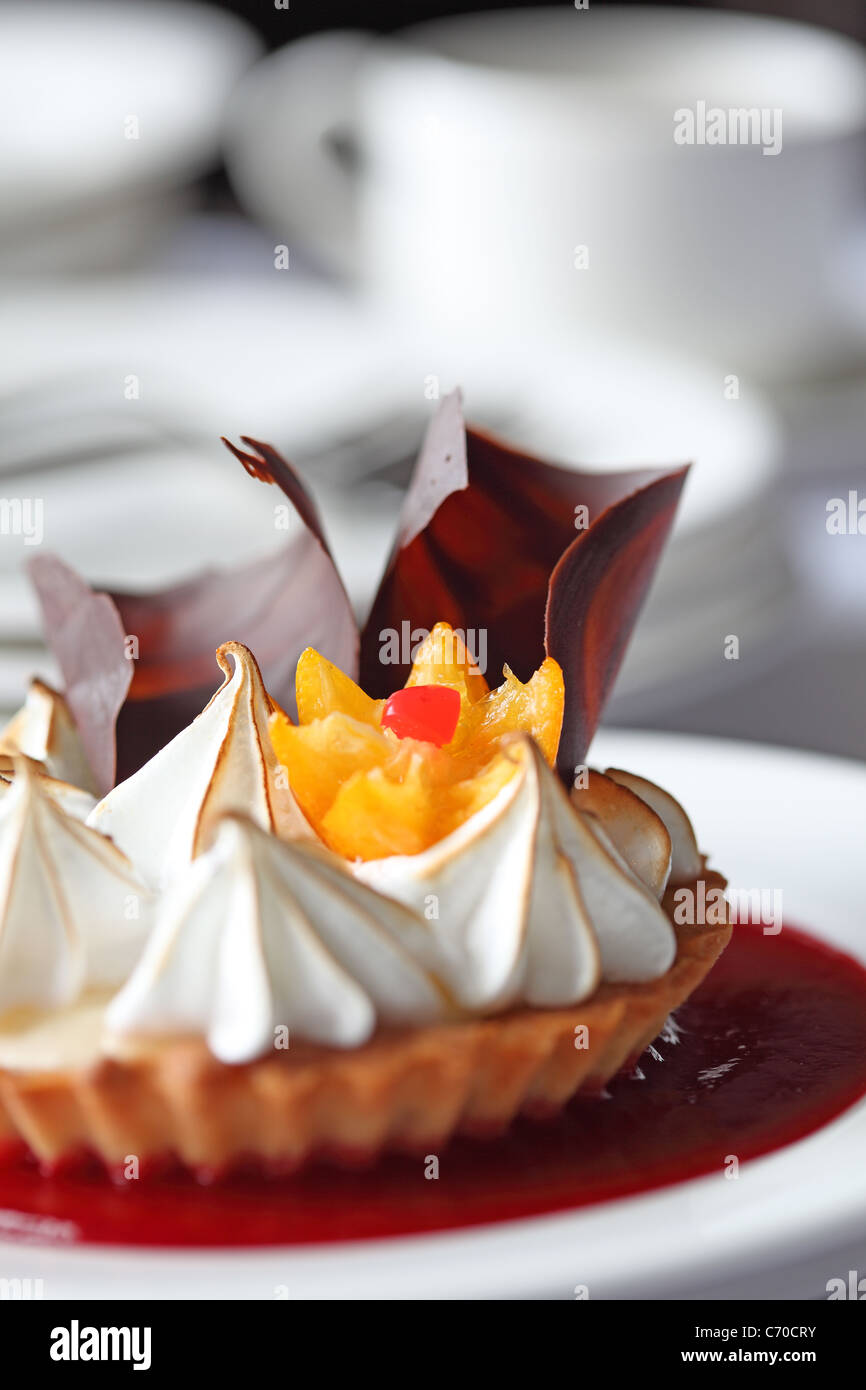 raspberry lemon meringue tart Stock Photo - Alamy