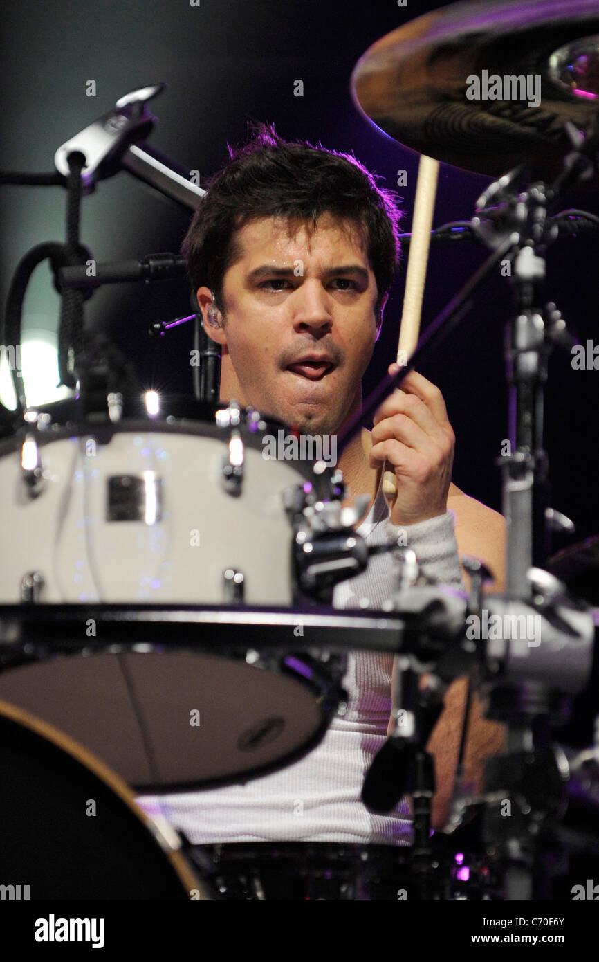 Chris Crippin of the band 'Hedley' performing live on stage at The Air ...