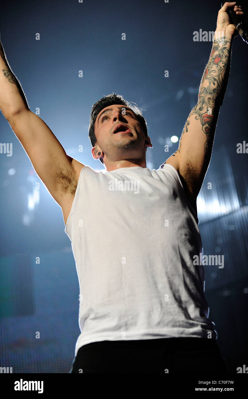 Jacob Hoggard of the band 'Hedley' performing live on stage at The Air ...