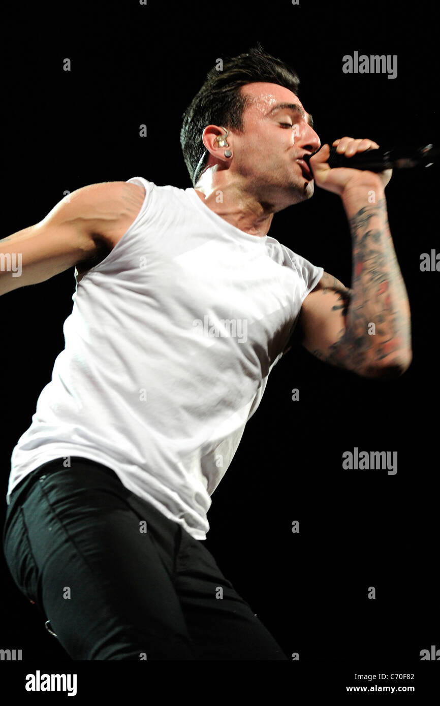 Jacob Hoggard of the band 'Hedley' performing live on stage at The Air ...