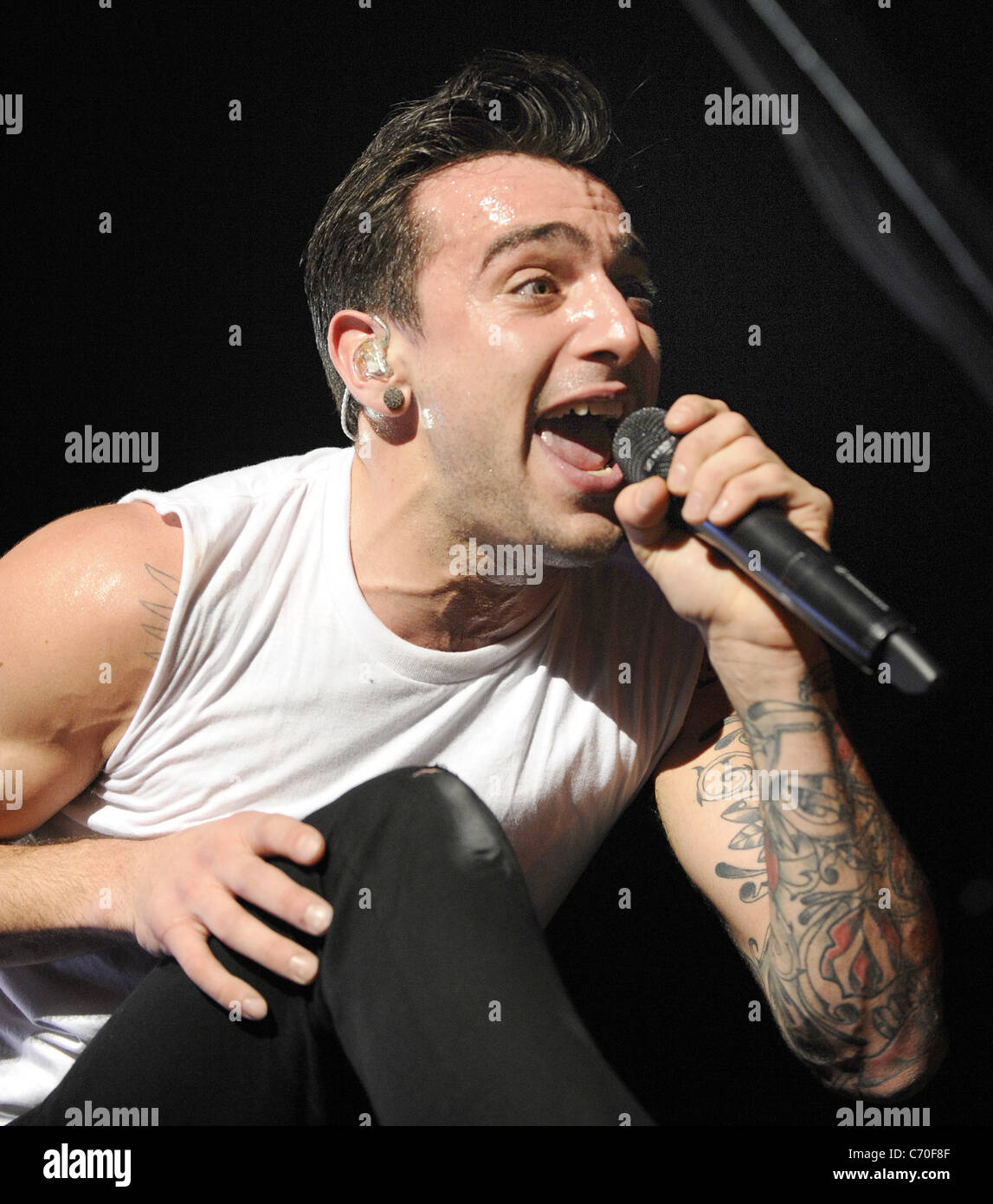 Jacob Hoggard of the band 'Hedley' performing live on stage at The Air ...