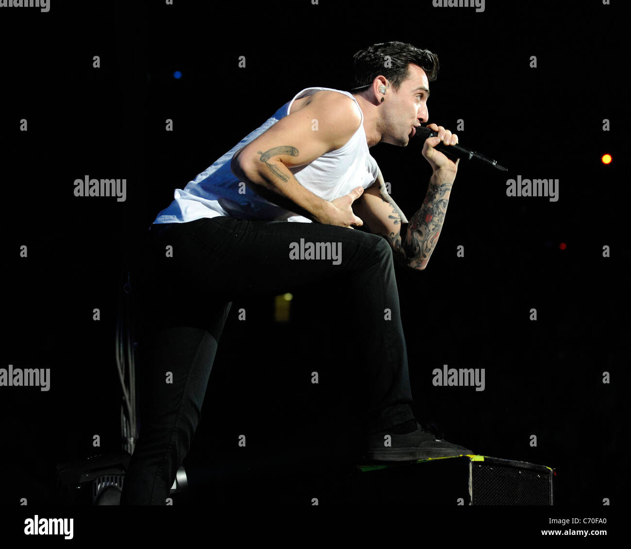 Jacob Hoggard of the band 'Hedley' performing live on stage at The Air ...