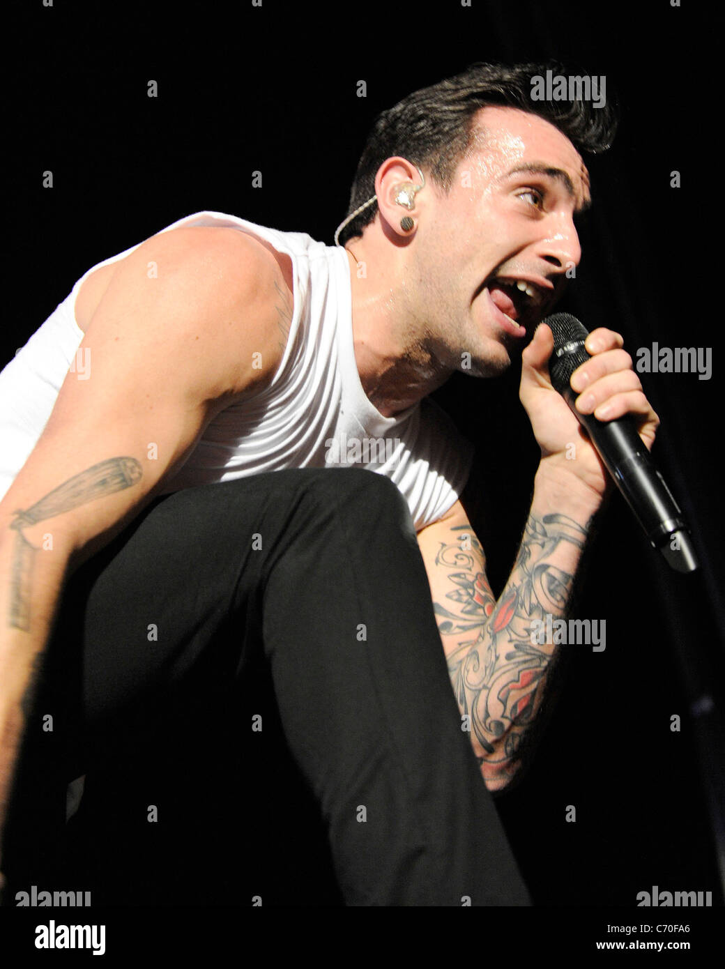 Jacob Hoggard of the band 'Hedley' performing live on stage at The Air ...