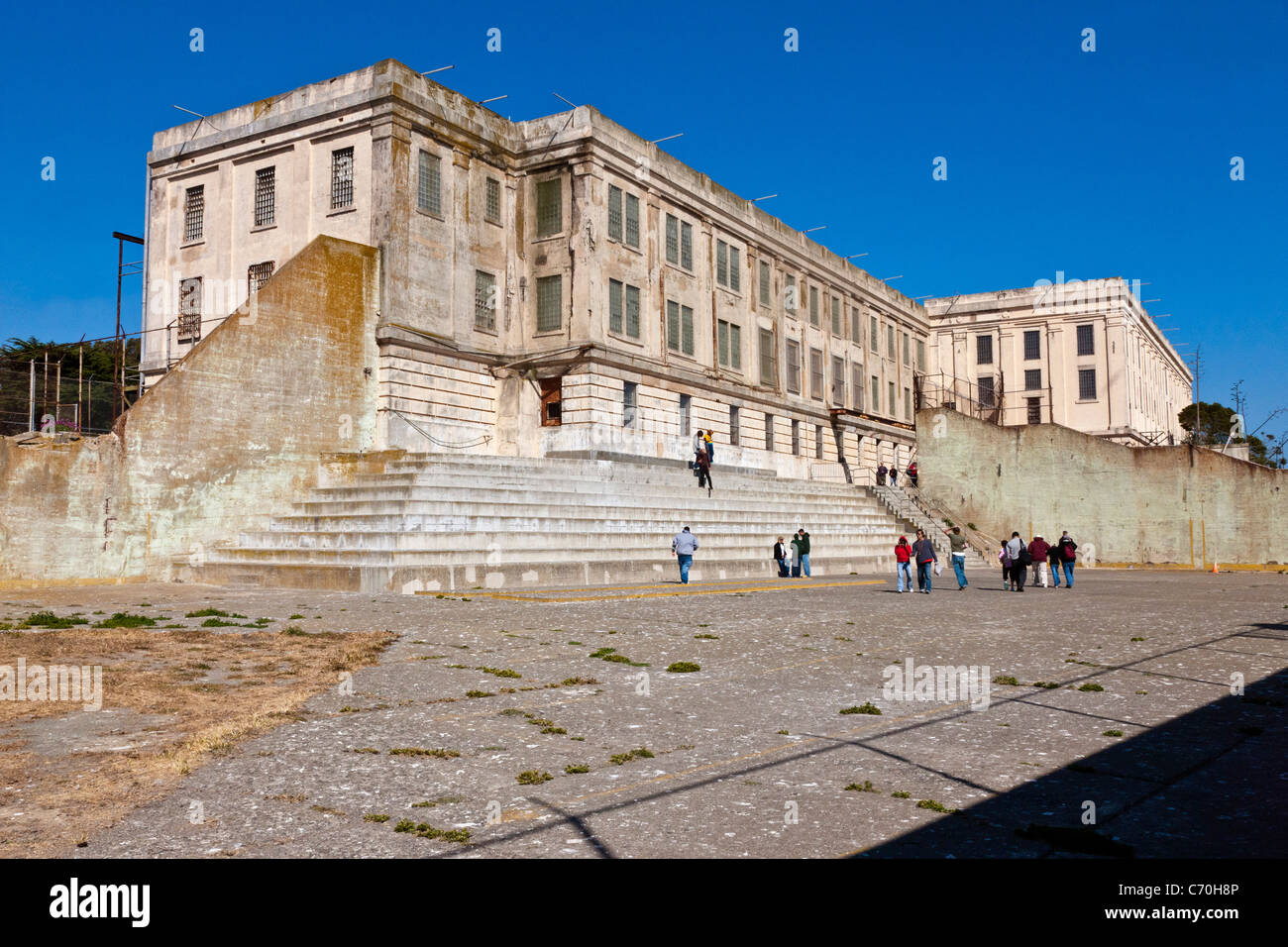Prisoners' Recreation Yard and main Cellhouse, Alcatraz Prison ...